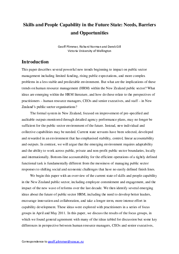 (PDF) Skills and people capability in the future state: Needs, barriers ...