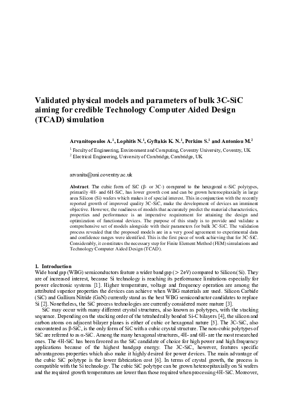 (PDF) Validated physical models and parameters of bulk 3C–SiC aiming for credible technology ...