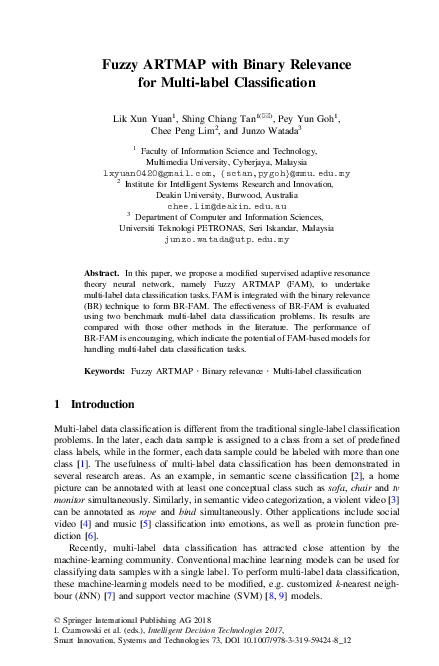 Pdf Fuzzy Artmap With Binary Relevance For Multi Label Classification 8944