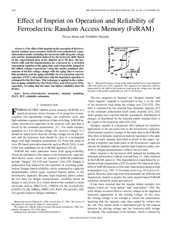 (PDF) Effect of Imprint on Operation and Reliability of Ferroelectric ...