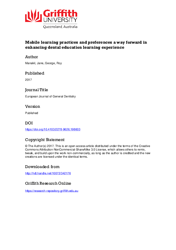 (PDF) Mobile learning practices and preferences a way forward in enhancing dental education ...