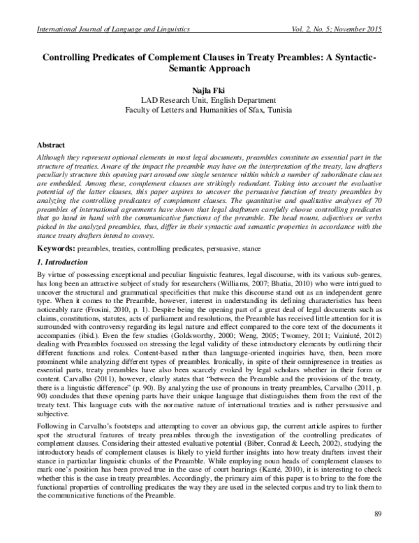 (PDF) Controlling Predicates of Complement Clauses in Treaty Preambles ...