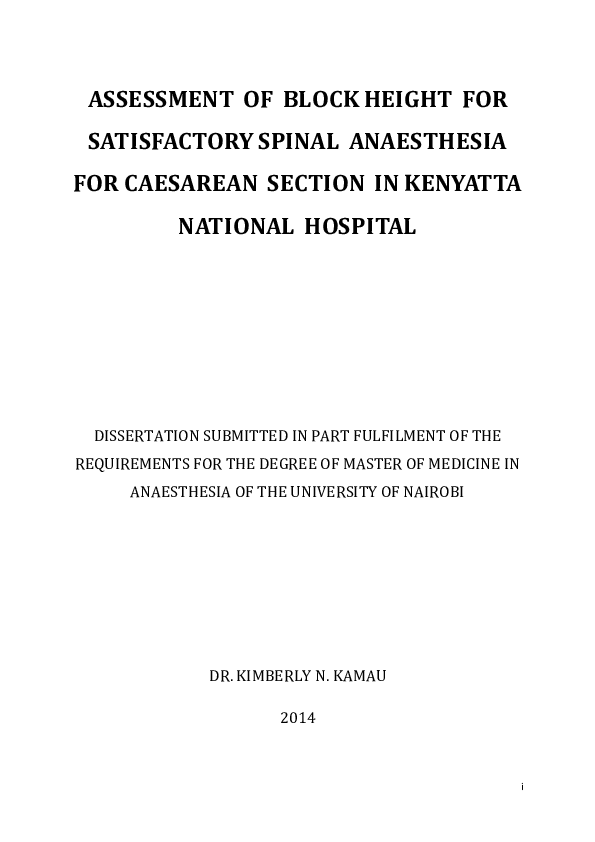 (PDF) Assessment of block height for satisfactory spinal anaesthesia ...