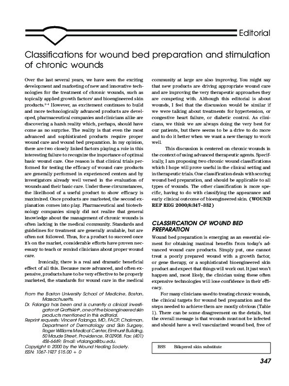 (PDF) Classifications for wound bed preparation and stimulation of ...