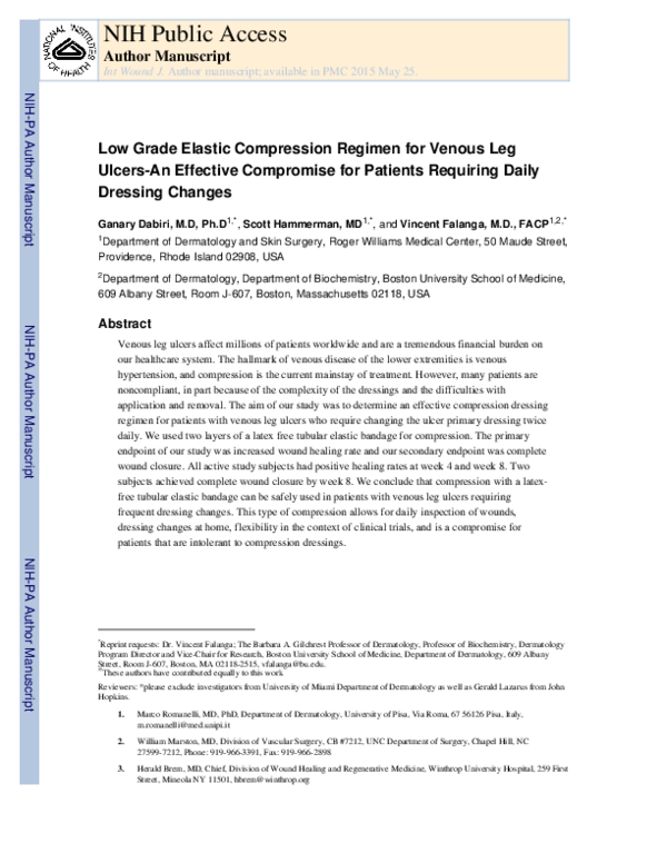 (PDF) Low-grade elastic compression regimen for venous leg ulcers - an ...