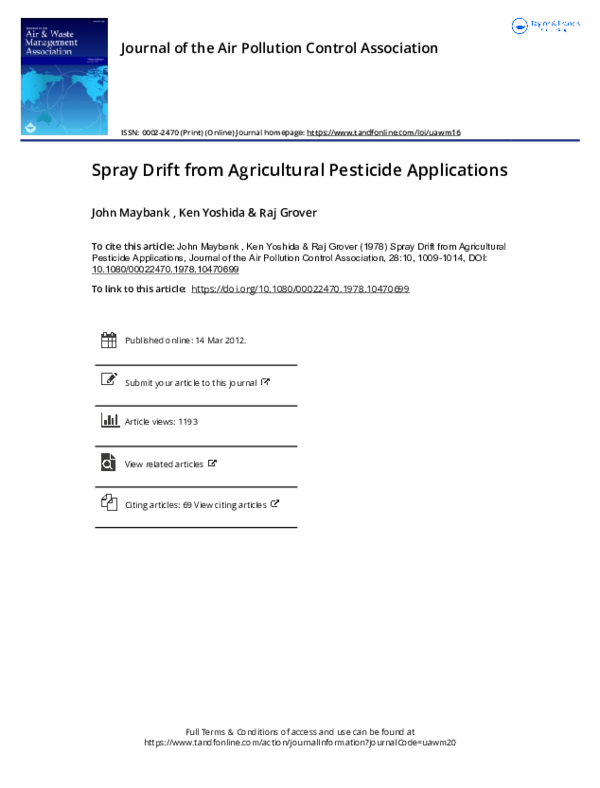 (PDF) Spray Drift from Agricultural Pesticide Applications