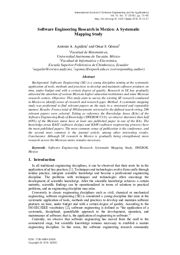 (PDF) Engineering Research in Mexico : A Systematic Mapping Study