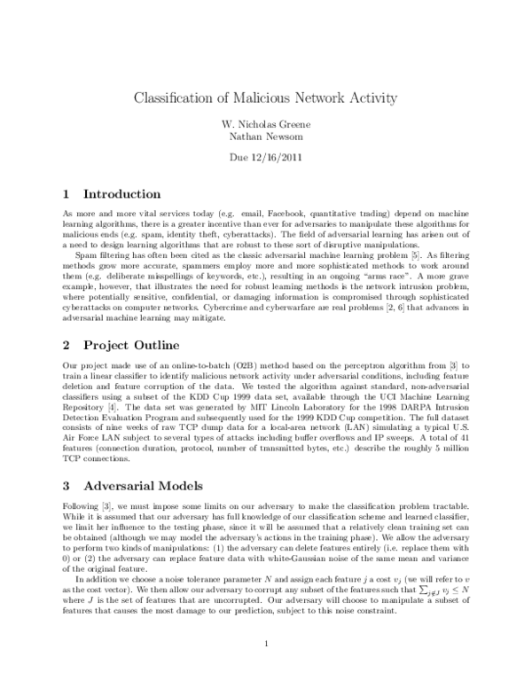 (PDF) Classification of Malicious Network Activity