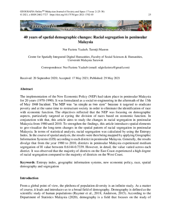 (PDF) 40 years of spatial demographic changes: Racial segregation in ...