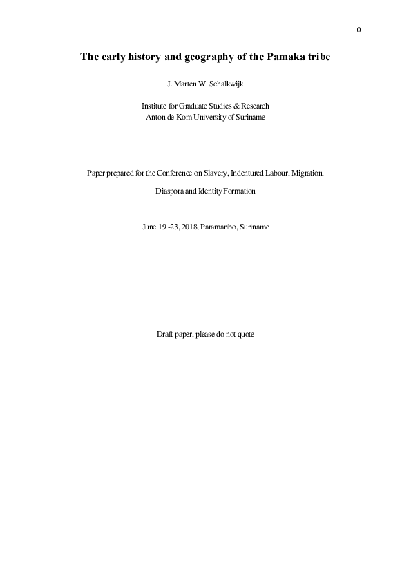 (PDF) The early history and geography of the Pamaka tribe in Suriname
