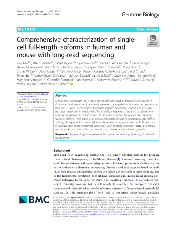 (PDF) Comprehensive characterization of single-cell full-length isoforms in human and mouse with ...