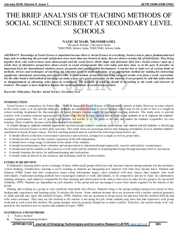 (PDF) The Brief Analysis of Teaching Methods of Social Science Subject ...