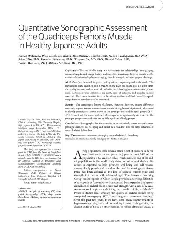 (PDF) Quantitative Sonographic Assessment of the Quadriceps Femoris ...