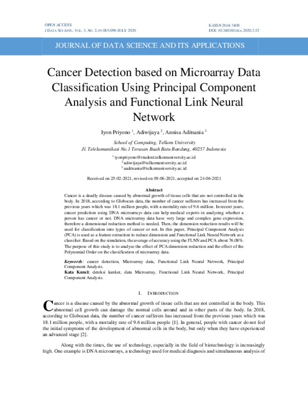 (PDF) Cancer Detection based on Microarray Data Classification Using Principal Component ...