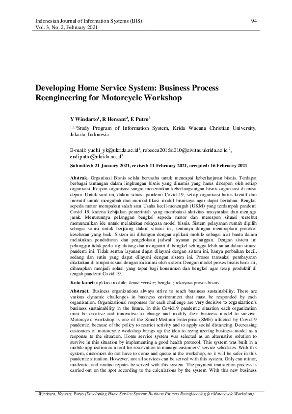 (PDF) Developing Home Service System; Business Process Reengineering ...