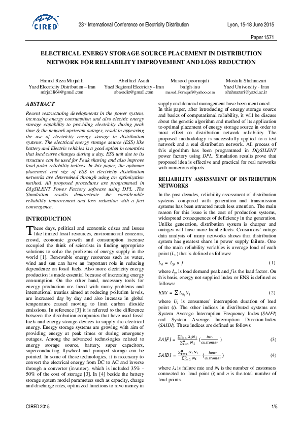 (PDF) Network for Reliability Improvement and Loss Reduction