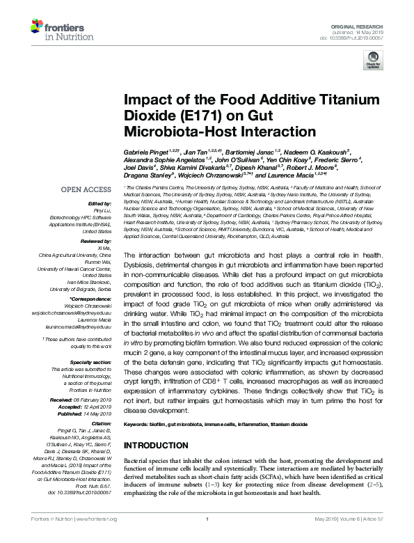 (PDF) Impact of the Food Additive Titanium Dioxide (E171) on Gut ...