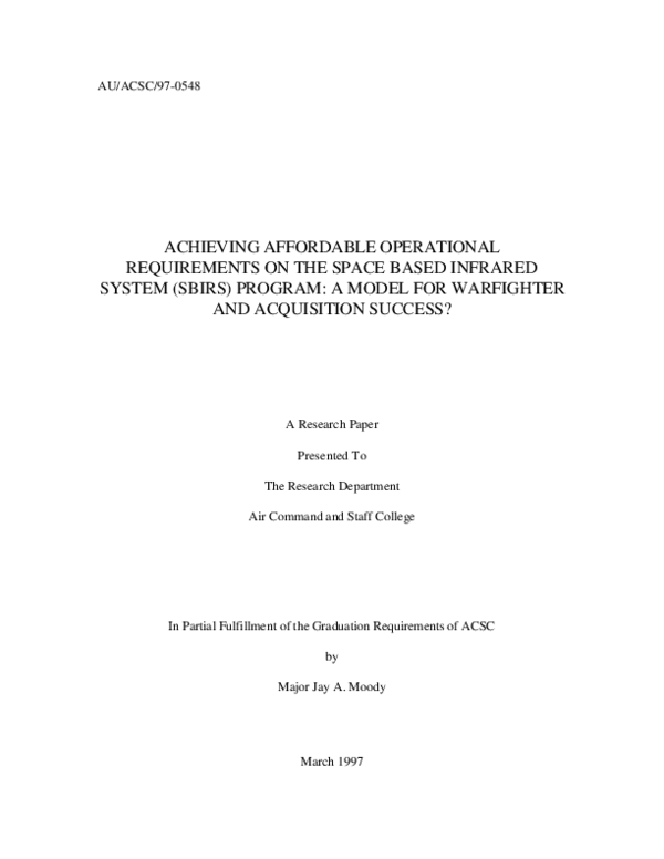 (PDF) Achieving Affordable Operational Requirements on the Space Based ...