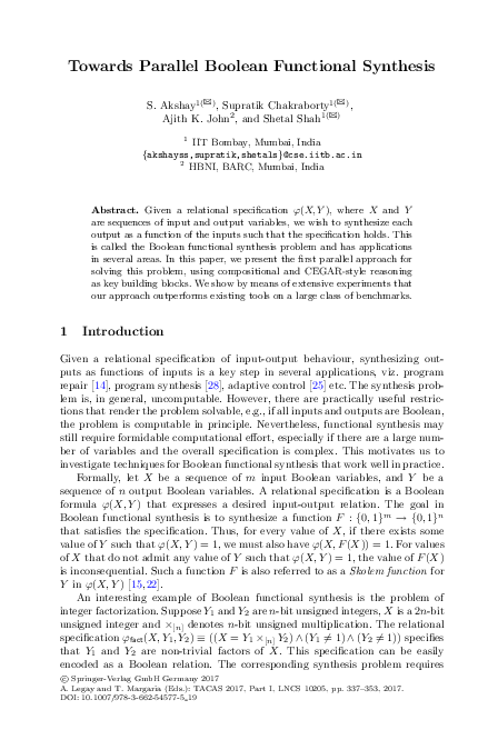 Pdf Towards Parallel Boolean Functional Synthesis 1799