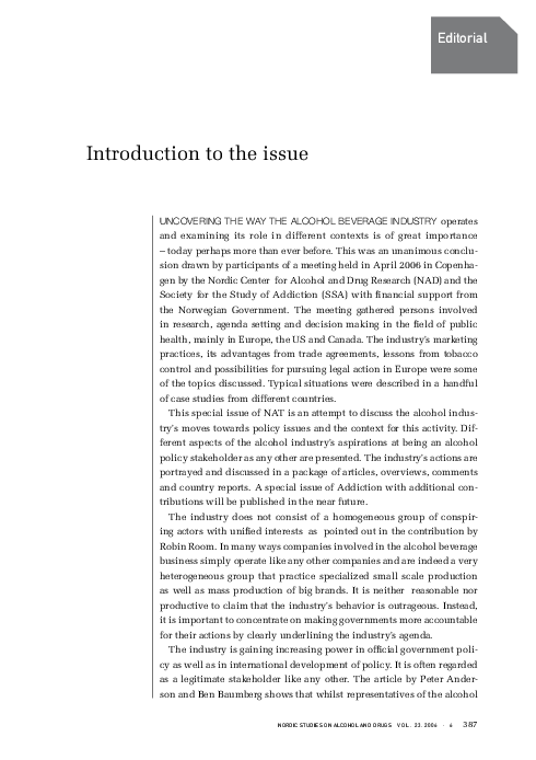 (PDF) Introduction to the Issue