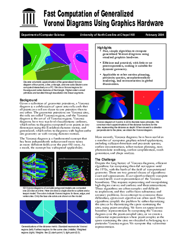 (PDF) Fast computation of generalized Voronoi diagrams using graphics hardware