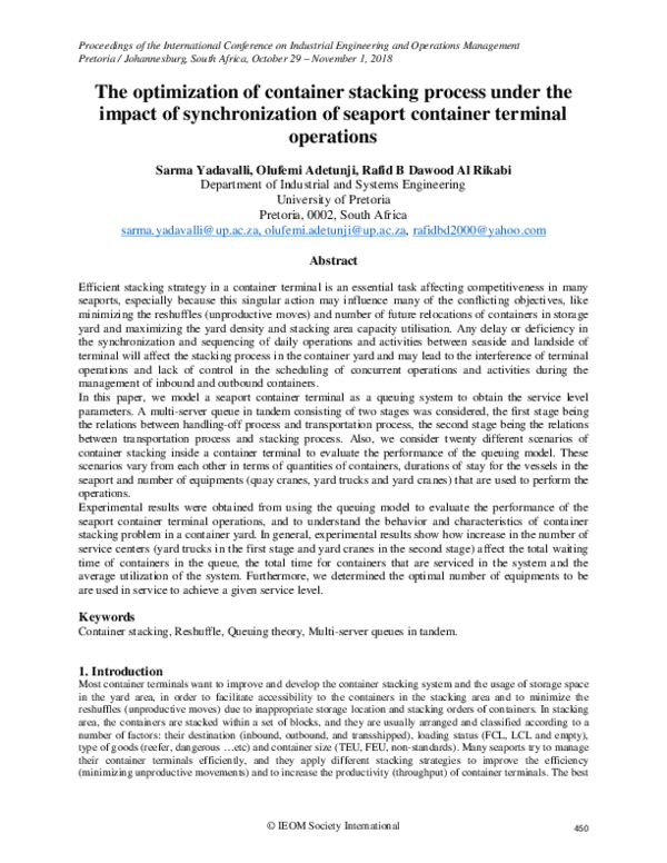 (PDF) The optimization of container stacking process under the impact ...