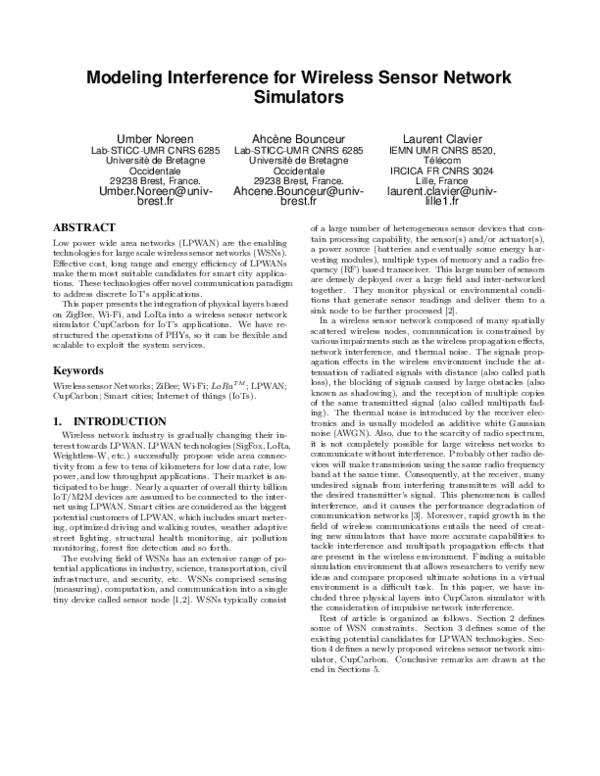 Pdf Modeling Interference For Wireless Sensor Network Simulators