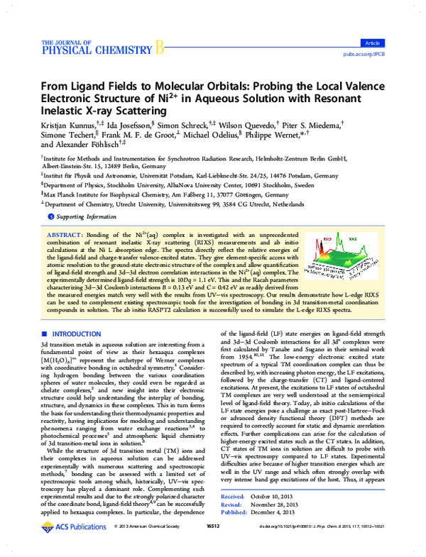 (PDF) From Ligand Fields to Molecular Orbitals: Probing the Local ...
