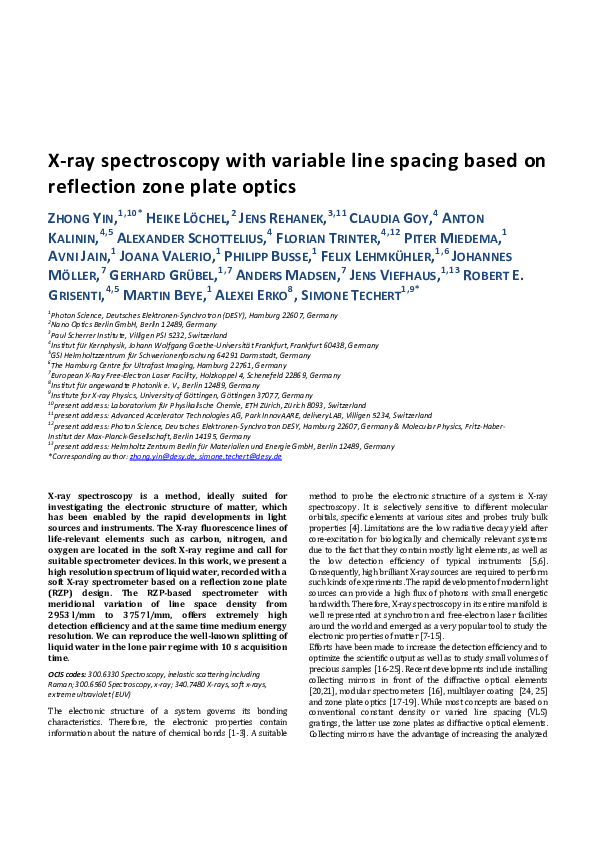 (PDF) X-ray spectroscopy with variable line spacing based on reflection ...