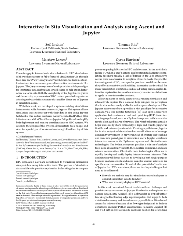 (PDF) Interactive in situ visualization and analysis using Ascent and Jupyter