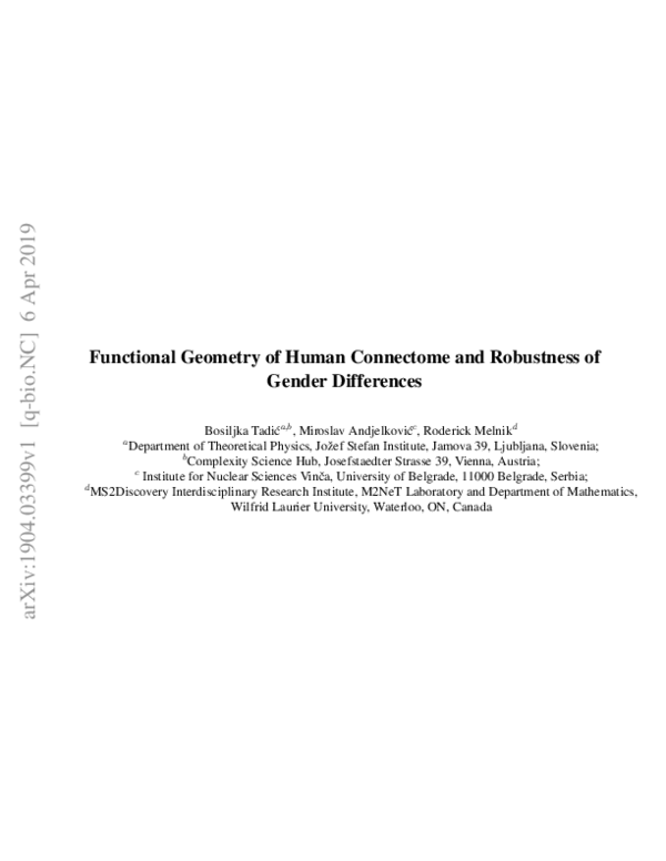(PDF) Functional Geometry of Human Connectome and Robustness of Gender ...