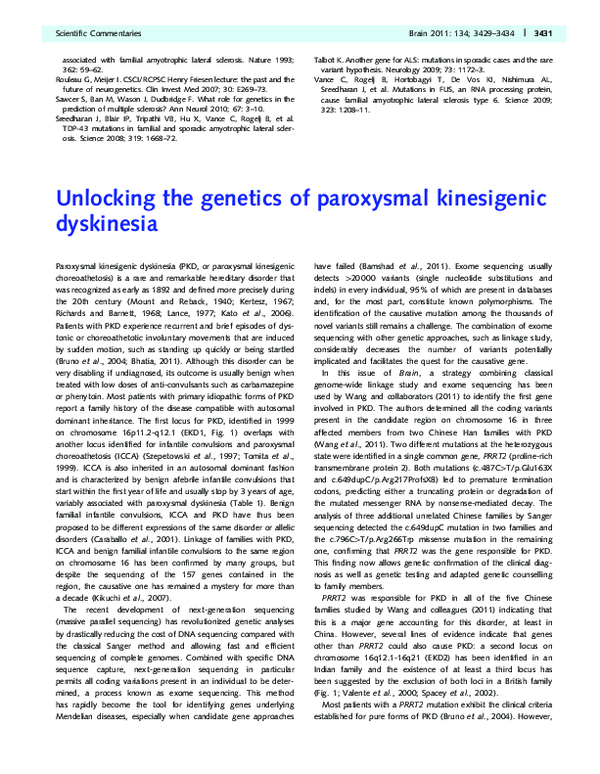 (PDF) Unlocking the genetics of paroxysmal kinesigenic dyskinesia