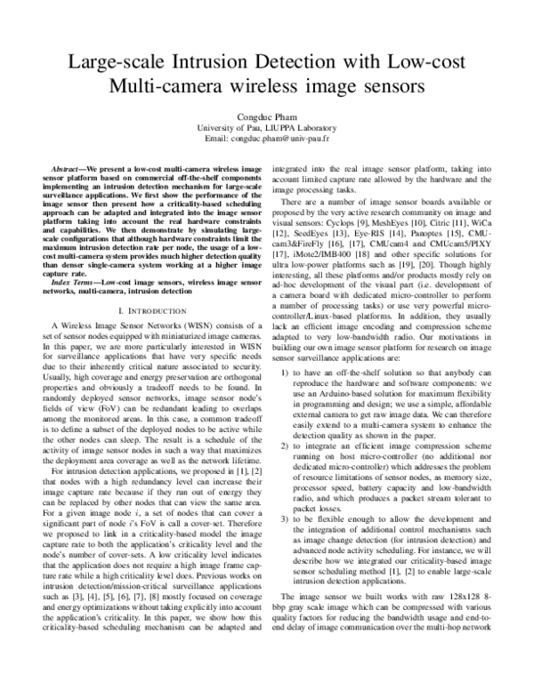 Pdf Large Scale Intrusion Detection With Low Cost Multi Camera
