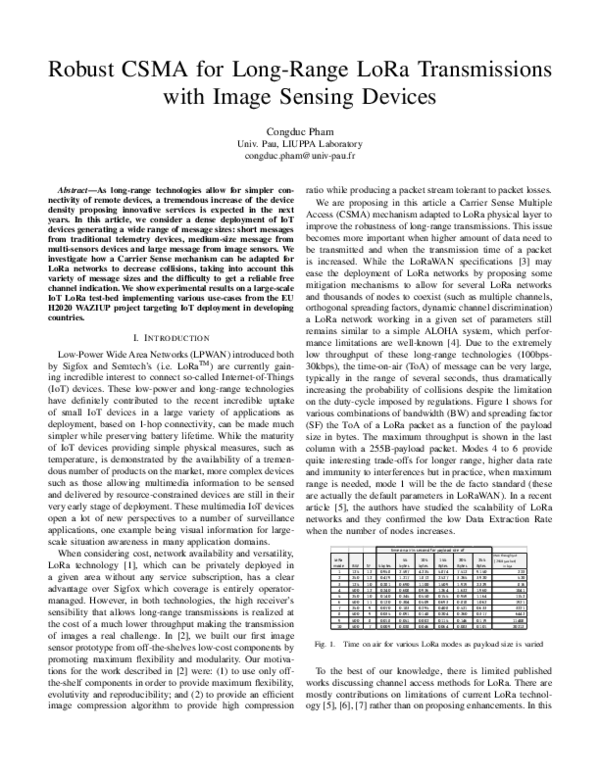 (PDF) Robust CSMA for long-range LoRa transmissions with image sensing ...