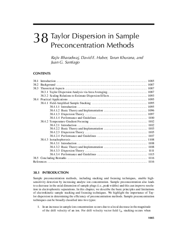 (PDF) Taylor Dispersion in Sample Preconcentration Methods