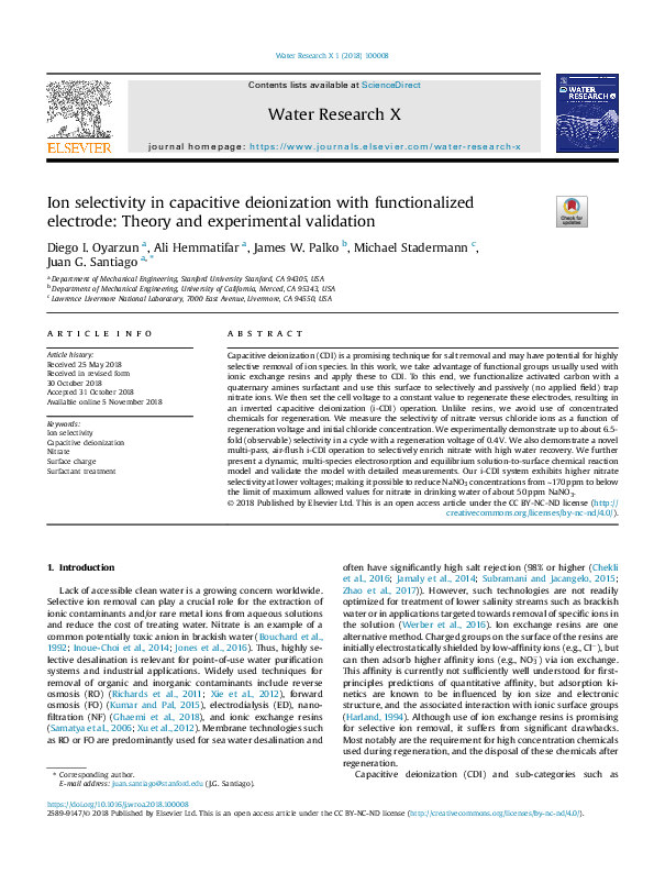 (PDF) Ion selectivity in capacitive deionization with functionalized ...