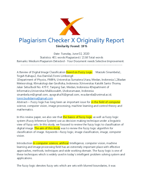 Pdf A Review Of Digital Image Classification Based On Fuzzy Logic