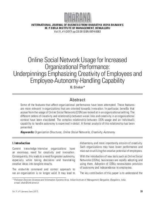 (PDF) Online Social Network Usage for Increased Organizational ...