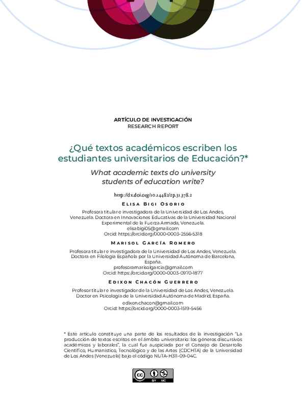 (PDF) What academic texts do university students of education write?