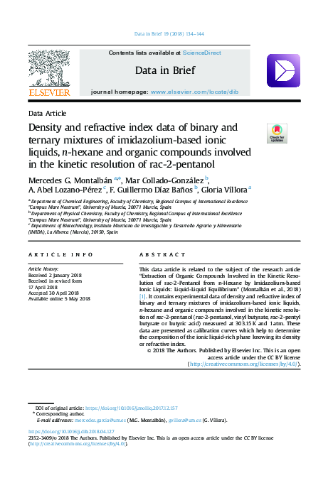 (PDF) Density and refractive index data of binary and ternary mixtures of imidazolium-based ...