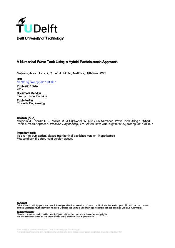Pdf A Numerical Wave Tank Using A Hybrid Particle Mesh Approach