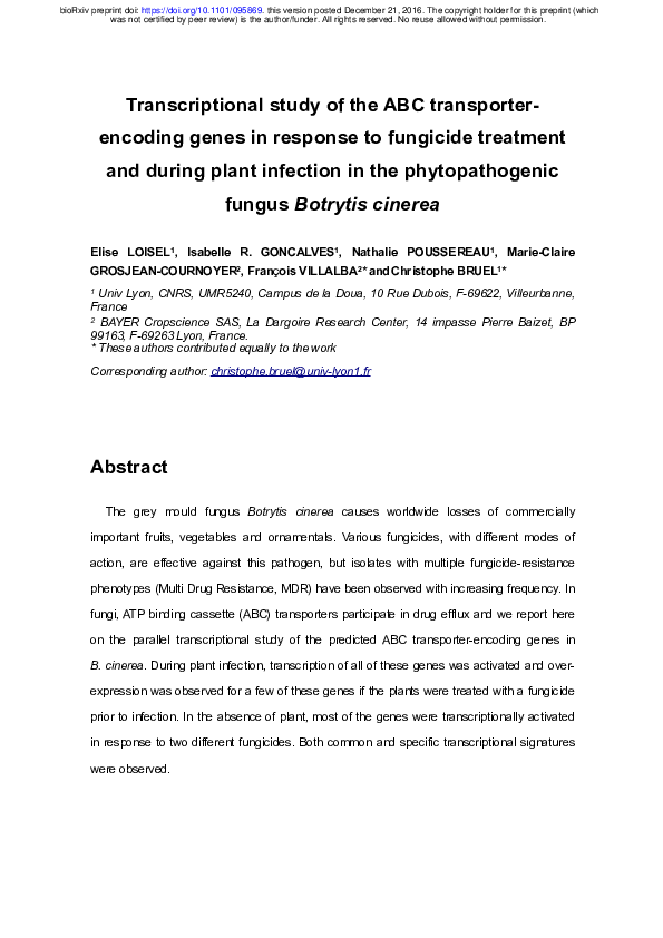 (PDF) Transcriptional study of the ABC transporter-encoding genes in ...