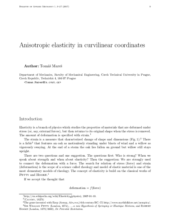 (PDF) Anisotropic elasticity in curvilinear coordinates