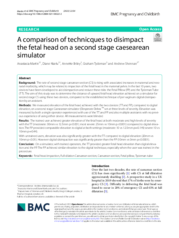 (PDF) A comparison of technicques to disimpact the fetal head on a ...