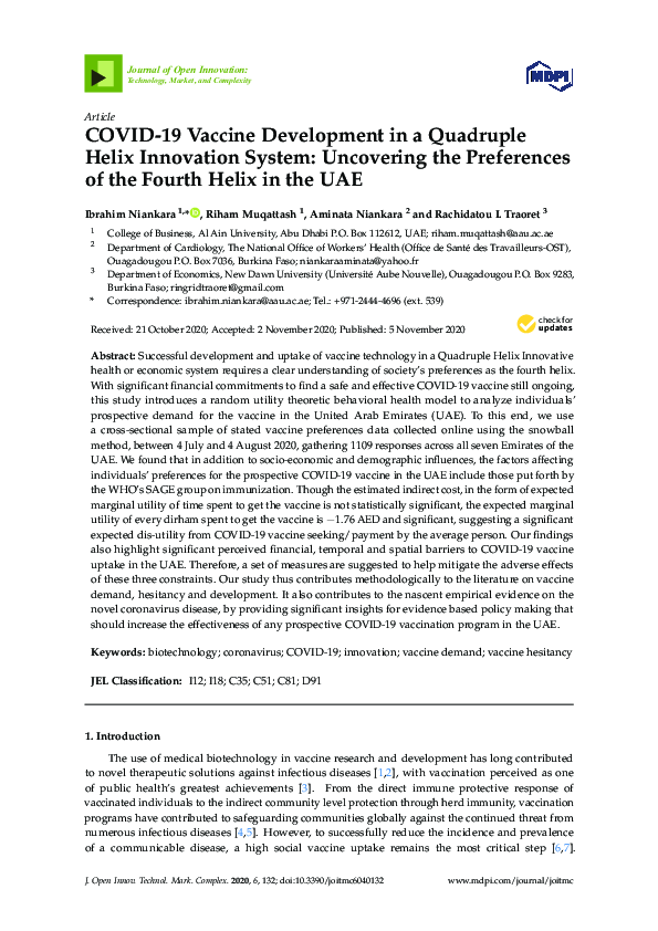 (PDF) COVID-19 Vaccine Development in a Quadruple Helix Innovation ...