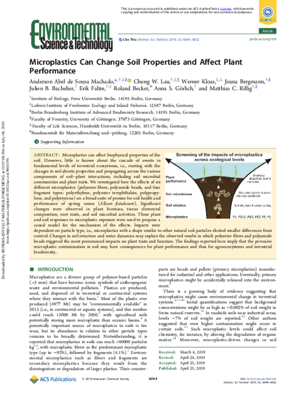 (PDF) Microplastics Can Change Soil Properties and Affect Plant Performance