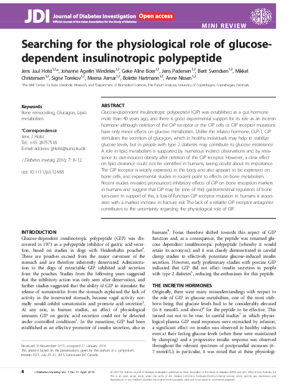 (PDF) Searching for the physiological role of glucose-dependent ...