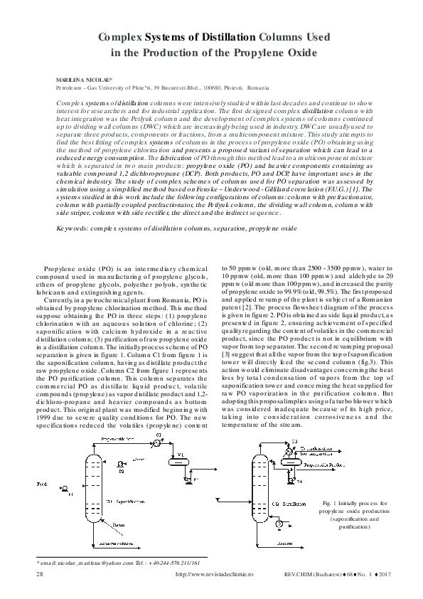 (PDF) Complex Systems of Distillation Columns Used in the Production of ...