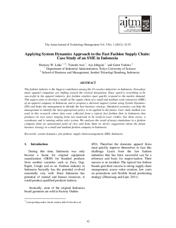 (PDF) Applying System Dynamics Approach to the Fast Fashion Supply Chain: Case Study of an SME ...
