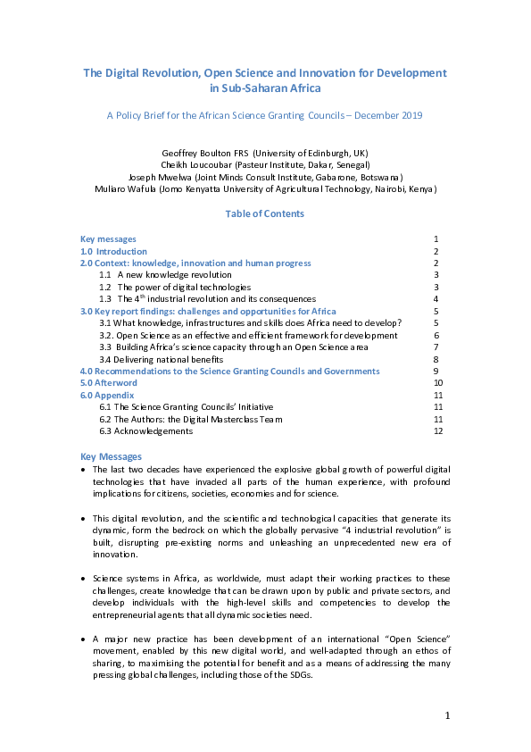 (PDF) The Challenge of the Digital Revolution for sub-Saharan Africa ...
